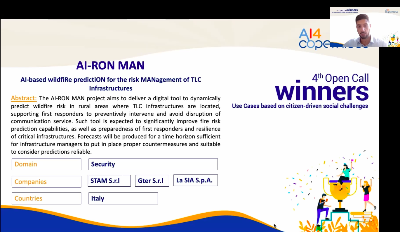 AI-RON MAN – AI-based wildfiRe predictiON for the risk MANagement of TLC Infrastructures ...